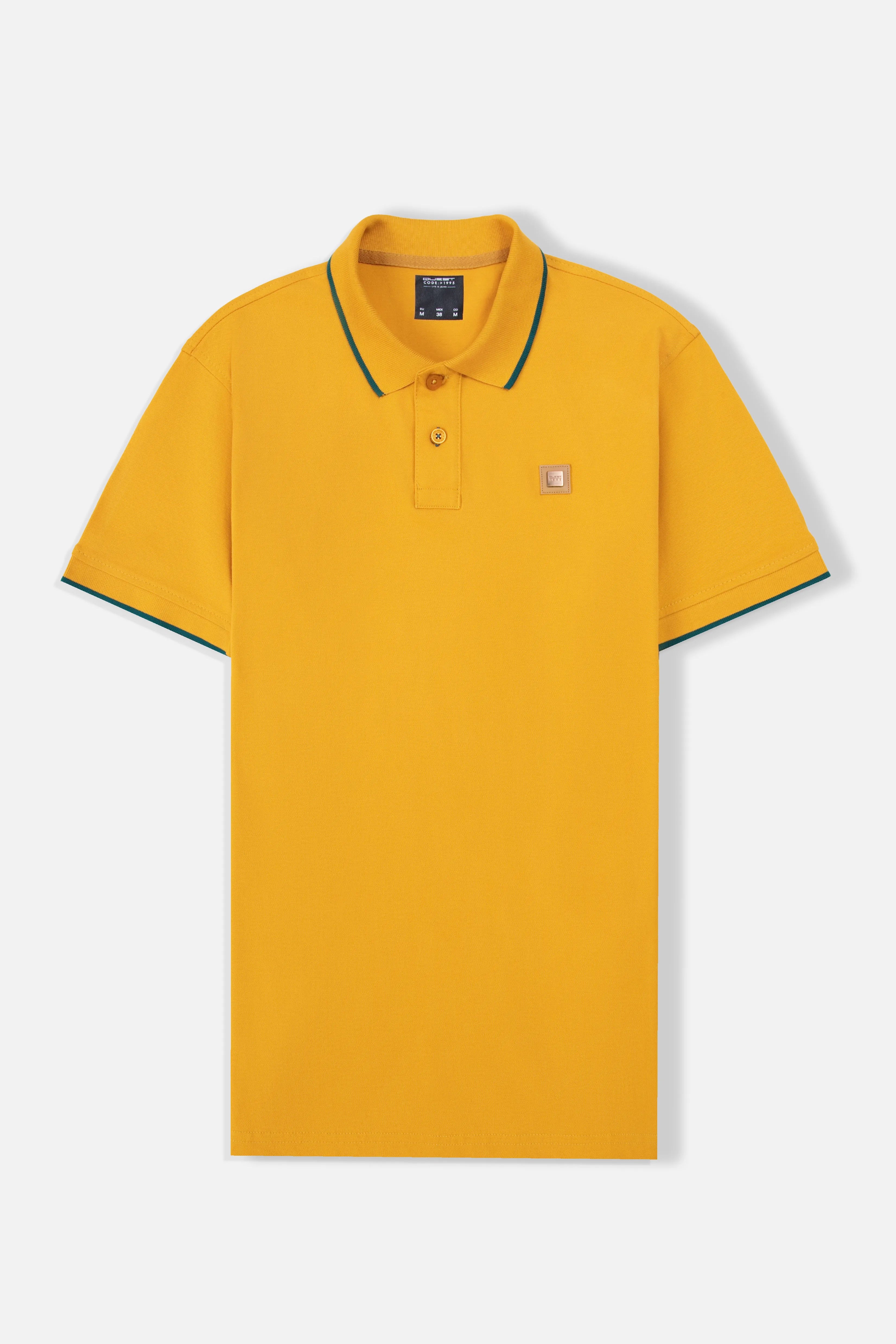 POLO TIPPING COLOR MOSTAZA - VERDE TORMENTA – Quest Colombia