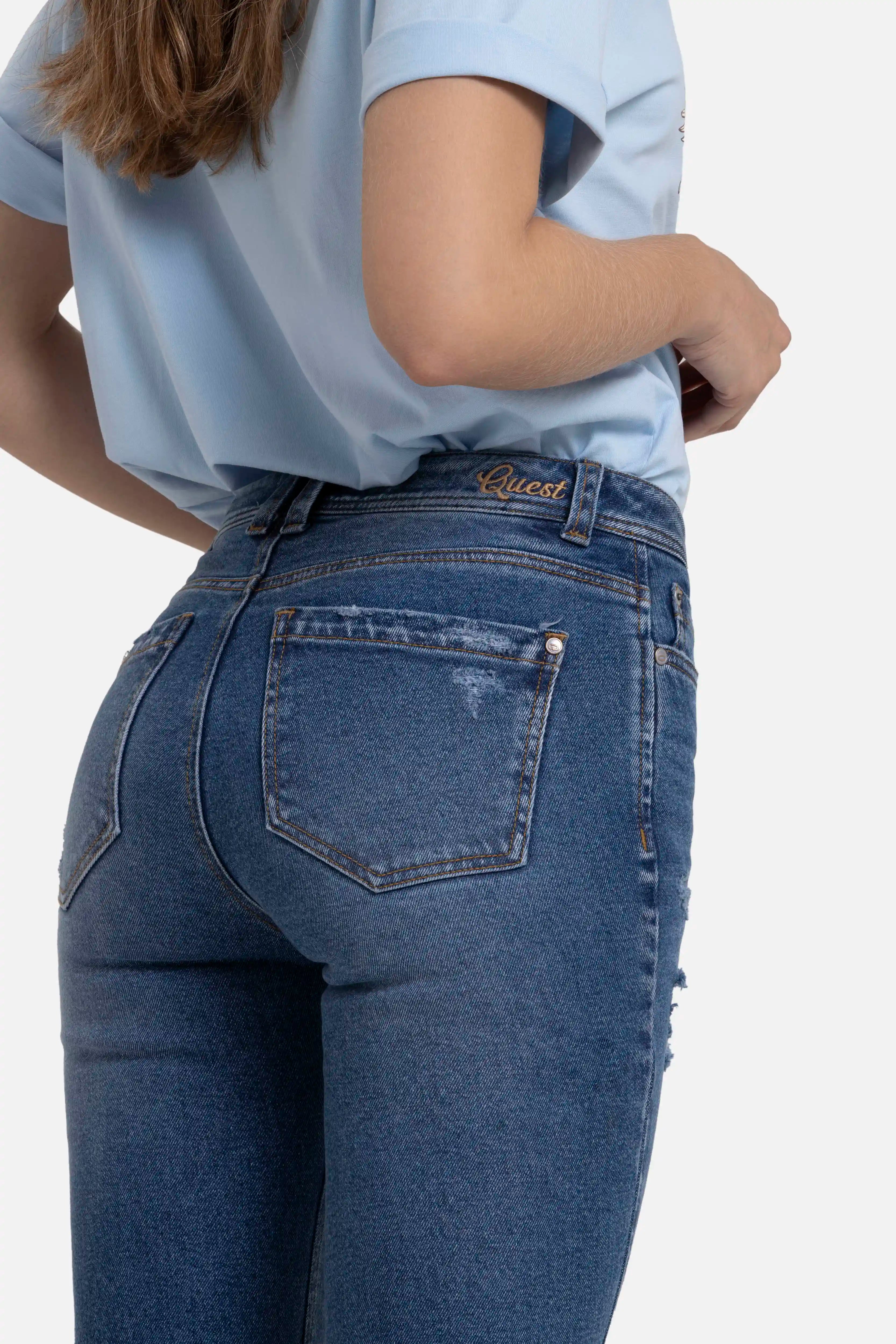 JEAN 5 BOLSILLOS COLOR AZUL MEDIO CLARO – Quest Colombia