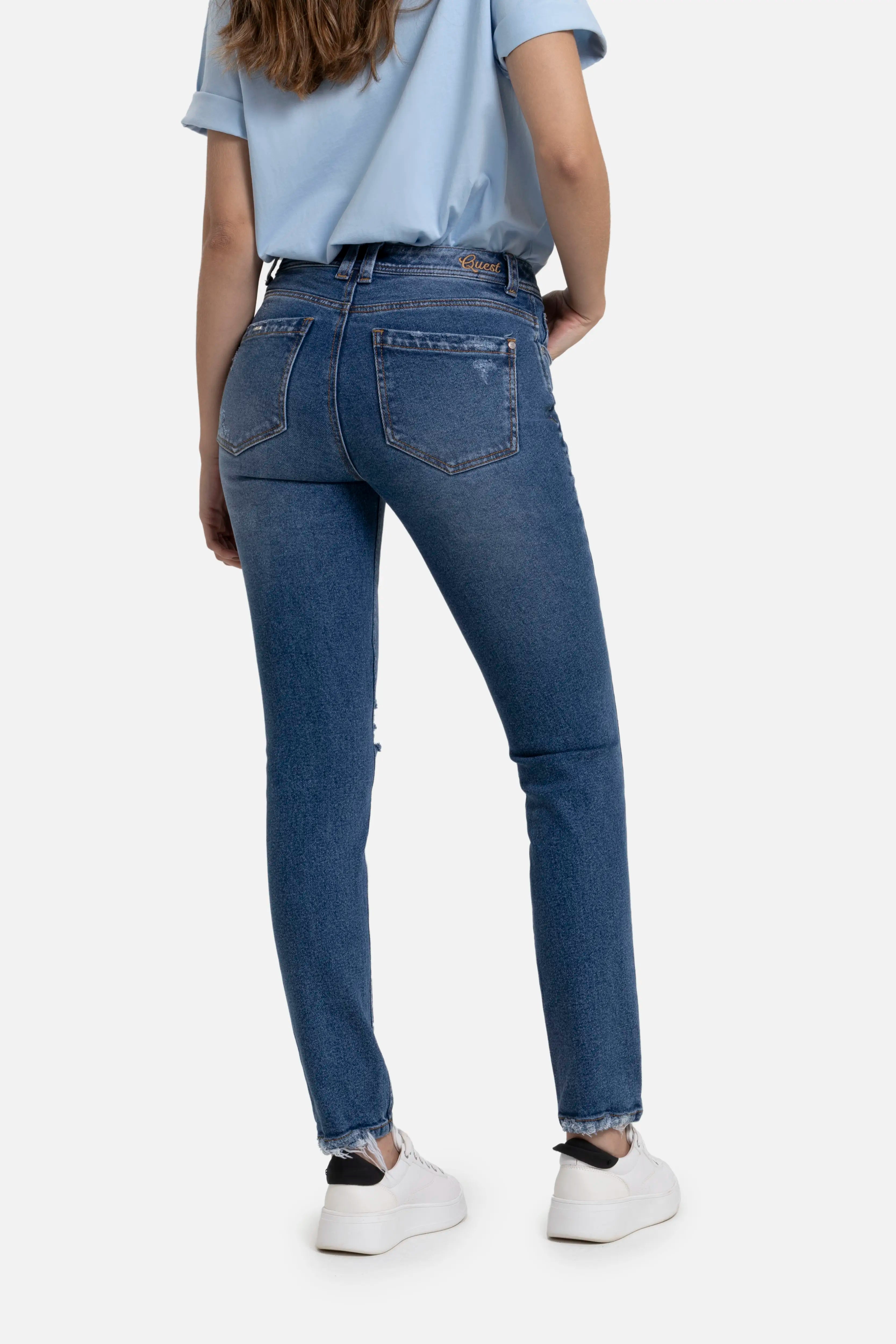 JEAN 5 BOLSILLOS COLOR AZUL MEDIO CLARO – Quest Colombia